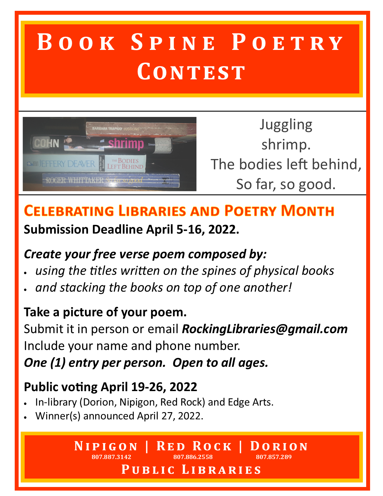 Township of Nipigon - Book Spine Poetry Contest